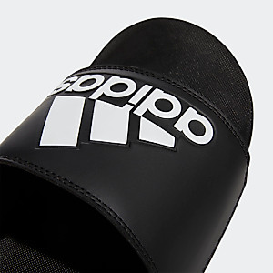 adidas Unisex Adilette Comfort Slide Sandal, Black/White/Black, 8 US Women