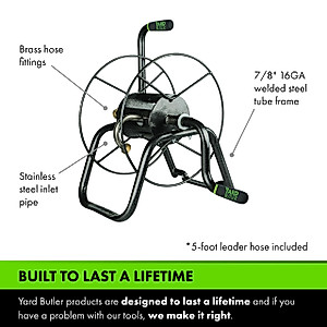 Yard Butler Handy Reel Silver Vein - Compact & Easy-to-Use Garden Hose Reel - Portable Design with Mounting Option - Make Watering Your Plants, Flowers & Lawn Easy