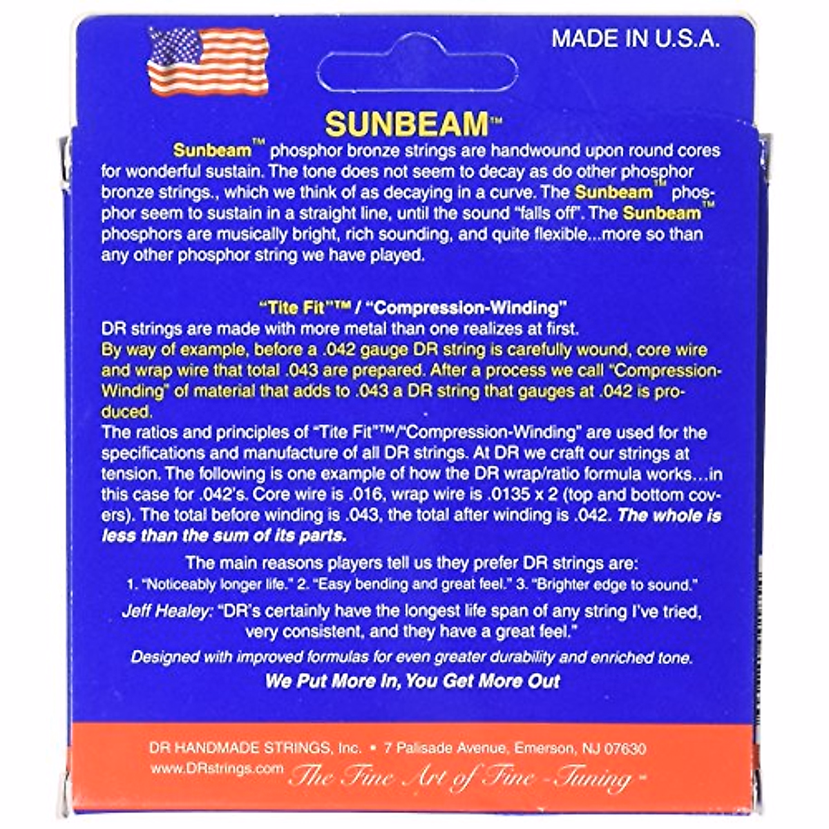 DR Strings Sunbeam - Phosphor Bronze AcousticRound Core 11-50