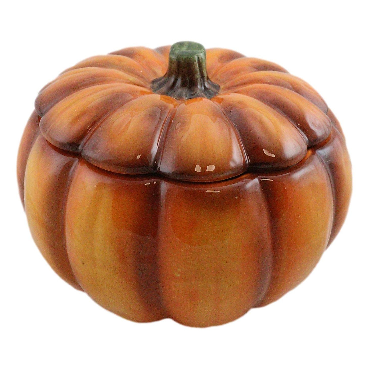 Ebros 6" Diameter Home And Kitchen Gourmet Vegetable Pumpkin Soup Or Dessert Bowl With Lid Ceramic Decor Dinnerware For Halloween Pumpkins Party Accent (1)