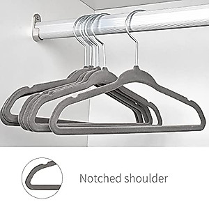 MangoKit 15 Pack Baby Velvet Clothes Hanger,Ultra-Thin Space-Saving Nursery Hangers,Non-Slip Toddler Hangers with Swivel Hook,Notched Shoulder Design(Grey)