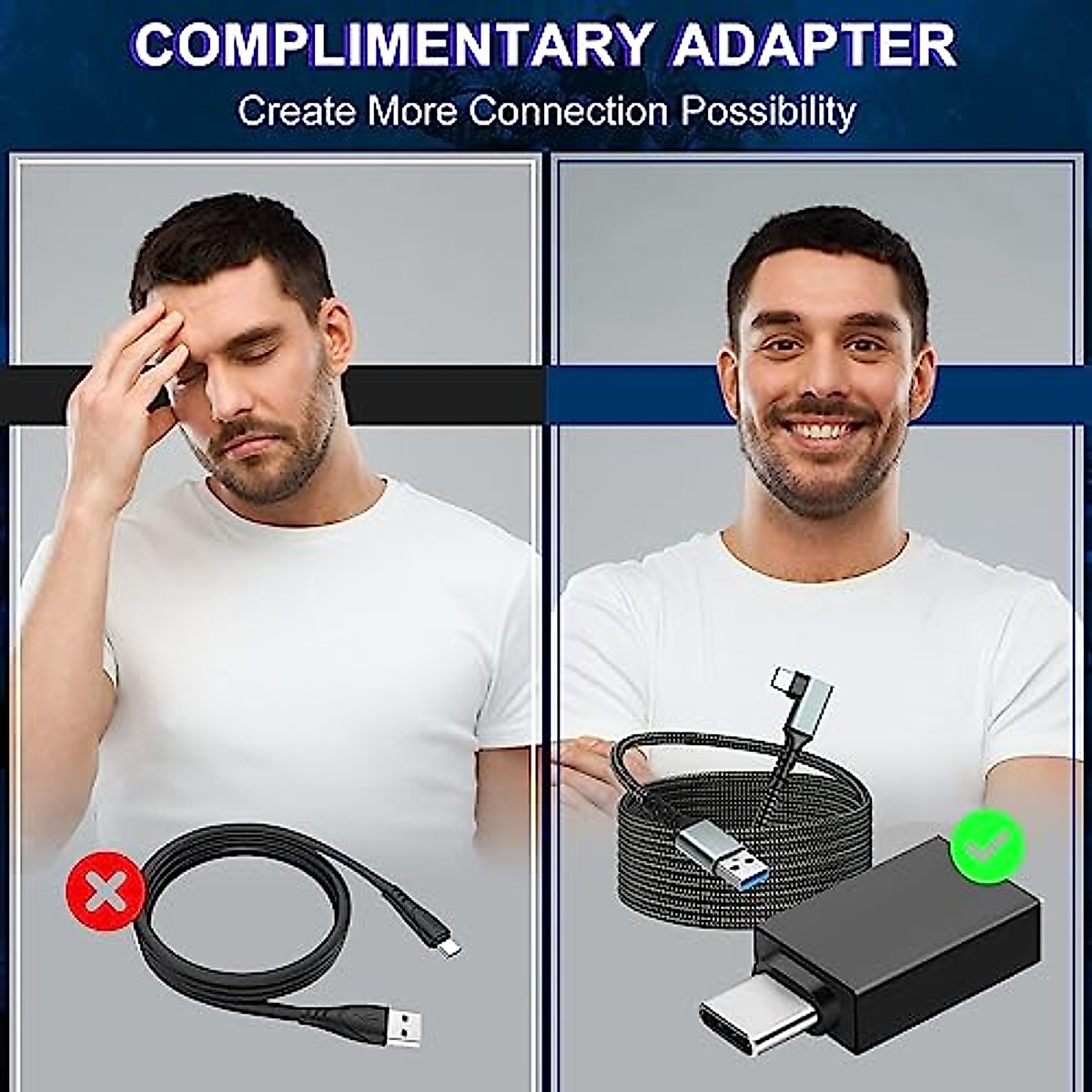 ovsor Professional VR Link Cable - Compatible with Meta Oculus Quest 2, 4.5 m VR Headset Cable Link for PC Gaming, High Speed Data Transfer and Charging USB C Cable