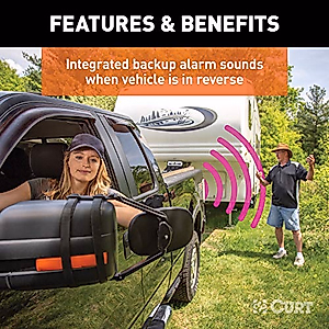 CURT 57101 Dual-Output Vehicle-Side 7-Pin, 4-Pin Connectors with Backup Alarm, Factory Tow Package and USCAR Socket Required, Black