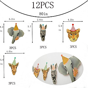 Jungle Safari Animals Party Decorations,Wild Animal Birthday Party Banner,Zoo Birthday Party Decorations,Animal Theme 1st Birthday Party Bunting Garland,Wild One Baby Shower Supplies,Woodland Animal Theme Decorations