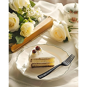 Black Hammered Silverware Set,40-Piece Stainless Steel Heavy Duty Flatware Set for 8,Food-Grade Tableware Cutlery Set, Mirror Utensil Sets for Home Restaurant