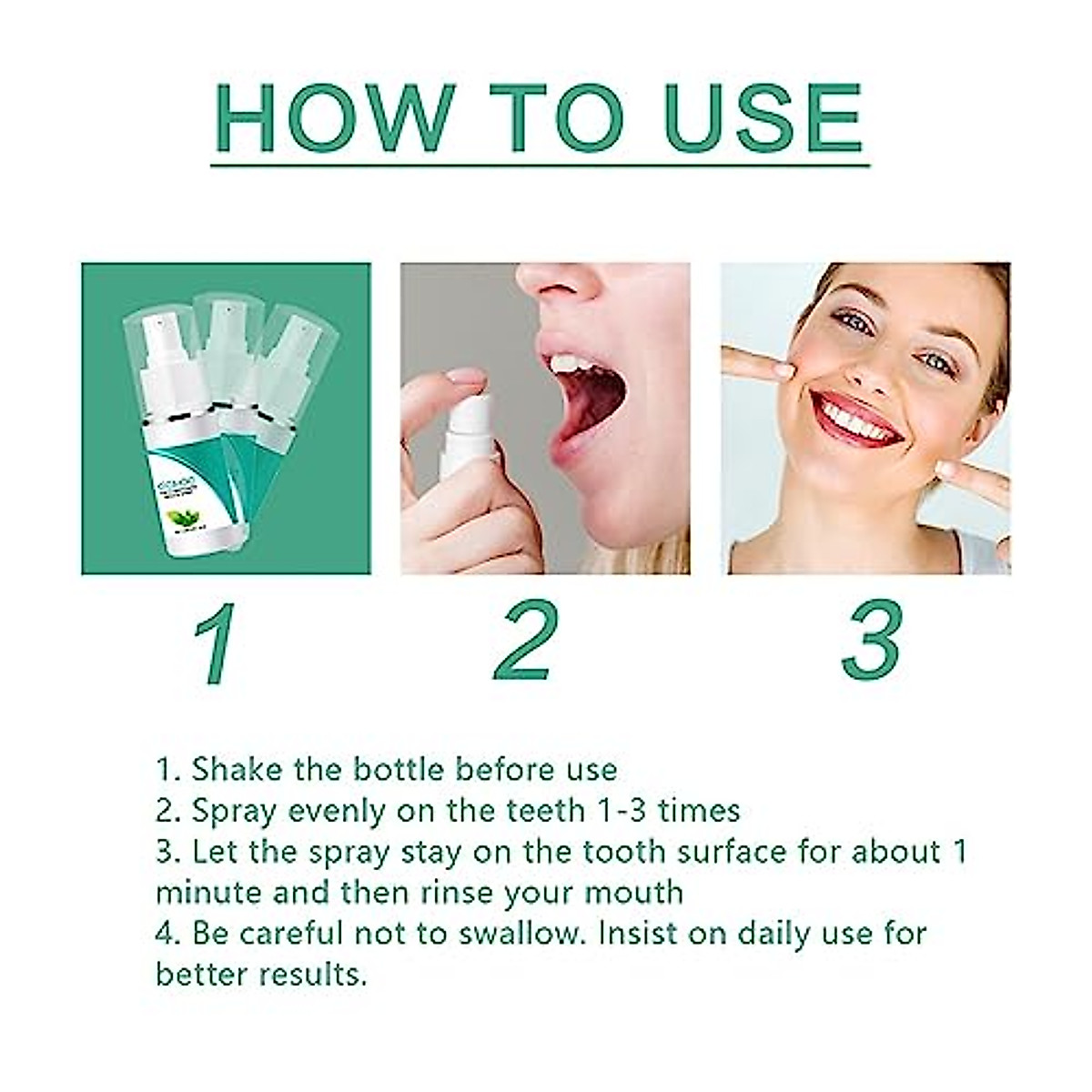 Partial & Denture Cleaner, Teeth Whitening Spray, Fast-Acting Alternative to Denture Cleaner Tablets, Teeth Cleaning & Teeth Whitening Spray, Denture Spray Freshens Breath (2PC)