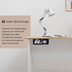 AirTaxiing Under Desk Storage Shelf Under Desk Drawer Storage for Sit Stand Desk, Table, Gaming Desk, Workstations Under Desk Organizer Adds Tray for Home and Office(Black)