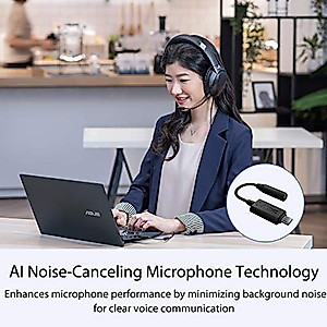 ASUS Ai Noise-Canceling Mic Adapter | Built-in Artificial Intelligence Isolates Background Noise, Enhance Voice Clarity | Improve Quality of Conference Calls, Music | Supports USB-C & USB 2.0-3.5 mm