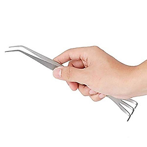 Agatige 2 in 1 Gardening Hand Rake, Stainless Steel Root Claw Rake Bonsai Gardening Hand Tool for Cultivating, Loosening Soil, Spreading Mulch
