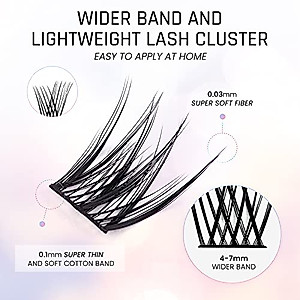 LANKIZ Lash Clusters DIY Eyelash Extensions Individual Lashes Natural Eyelash Clusters Soft and Wispy Cluster Lashes 10-16mm MIX Lash Extension DIY at Home (Honey)