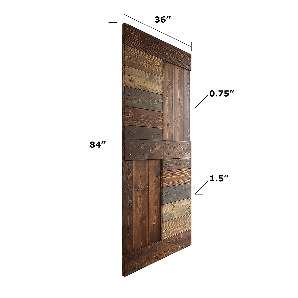 48in/60in/72in/84in x 84 in S-Series Finish Knotty Pine Wood Sliding Barn Door with Hardware Kit (72 in x 84 in, Multi Color)