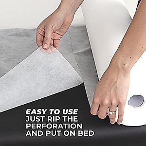 MASERTIO Disposable Massage Table Sheets - 60 Sheets Per Roll - Recyclable Nonwoven Fabric Disposable Bed Sheets for Massage, Tattoo, SPA - No-Crinkle Massage Sheets - 31.5 x 71 Inches (1 Roll)