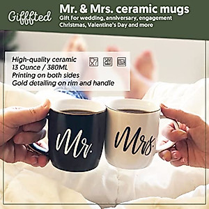 Triple Gifffted Couples Gifts For Christmas, Wedding Anniversary, Engagement - Valentines Day Mr and Mrs Mugs Couple Gift For Husband and Wife, His/Hers Men/Women Him/Her, Bride & Groom, Newlywed