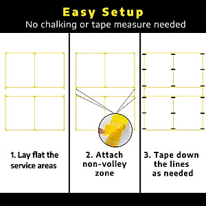 A11N Pickleball Court Marking Kit - Temporary Pickleball Boundary Lines in Standard Court Dimensions, No Measurement Required, Yellow