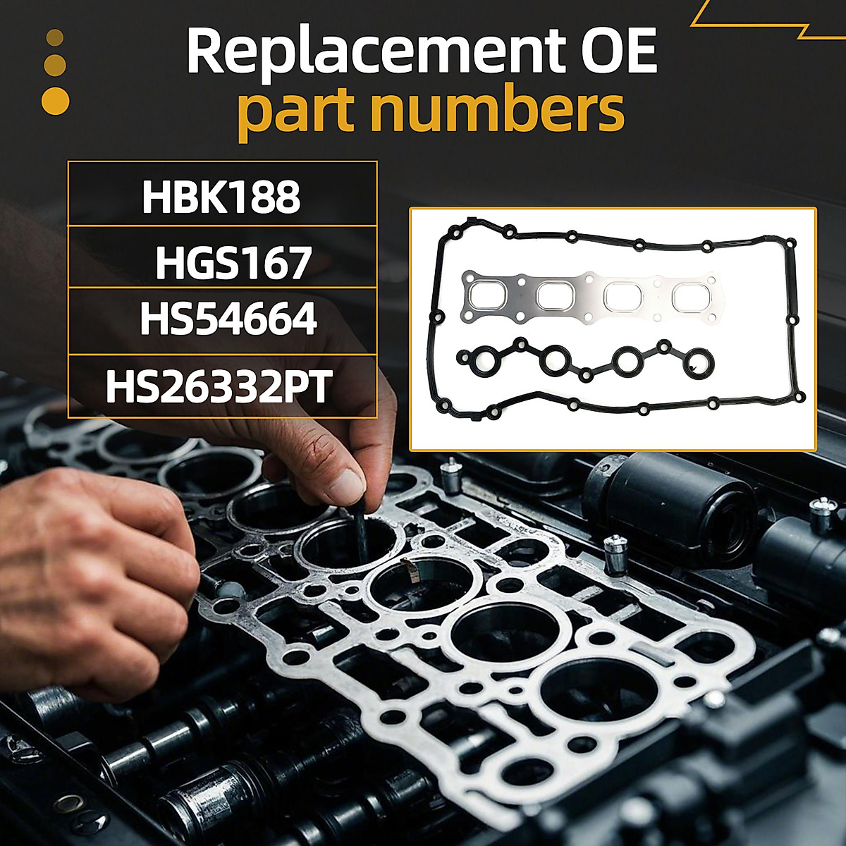 HGS167 Engine Cylinder Head Gasket Set fit for Chrysler 200/Sebring 2007-2016, for Dodge/Avenger/Journey 2008-2014, for Jeep Compass/Patriot/Compass 2.4L 2007-2015 2.4L DOHC L4 16V HS26332PT HS54664