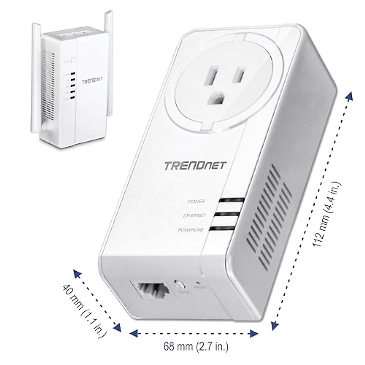 TRENDnet Wi-Fi Everywhere Powerline 1200 AV2 Dual-Band AC1200 Wireless Access Point Kit, Includes 1 x TPL-430AP and 1 x TPL-423E, 3 x Gigabit Ports, Easy Installation, White, TPL-430APK