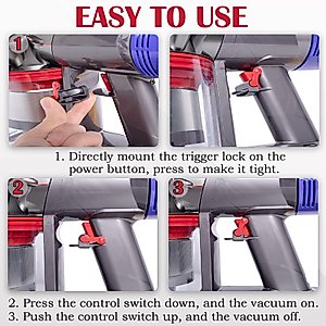 EGNic Trigger Lock Compatible with Dyson V15 V6 V8 V7 V10 V11 Absolute/Animal/Motorhead Vacuum Cleaner, 2 Pack Power Button On/Off Control Clamp, Dyson Power Switch Attachments, Free Your Finger