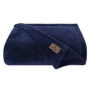 American Soft Linen Bedding Fleece Blanket Queen Size 85x90 inch Oversized Plush Fuzzy Cozy Soft Blanket for Bed, Sofa, Couch, Navy Blue