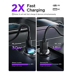 2-Pack USB C Car Charger Fast Charge, 48W Car Cigarette Lighter USB Charger[Mini&Metal], LISEN USBC Fast Car Charger Adapter Compatible with iPhone 14 Pro Max Plus 13 12, iPad Pro, Samsung, Pixel