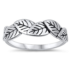 Overlapping Leaf Tree Nature Boho Ring New .925 Sterling Silver Band Size 6