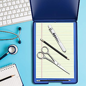 Clipboard with Storage, Plastic Storage Nursing Slim Clipboard with Low Profile Clip, Foldable Letter Size for Nurse, Kid, Salary, Coach, Jobsite, Industrial, Office(9" x 13"x 0.8", Blue)