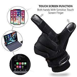 OZERO Insulated Work Gloves for Men Waterproof and Touch Screen Fingers Warm Cotton in Cold Weather Winter Black XL