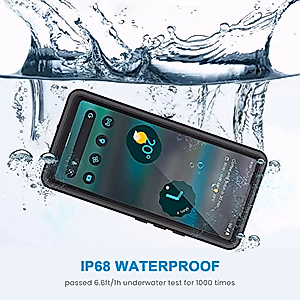 Lanhiem Pixel 6a Case, IP68 Waterproof Dustproof Shockproof Case with Built-in Screen Protector, Full Body Rugged Protective Cover for Google Pixel 6a 5G, Black/Clear