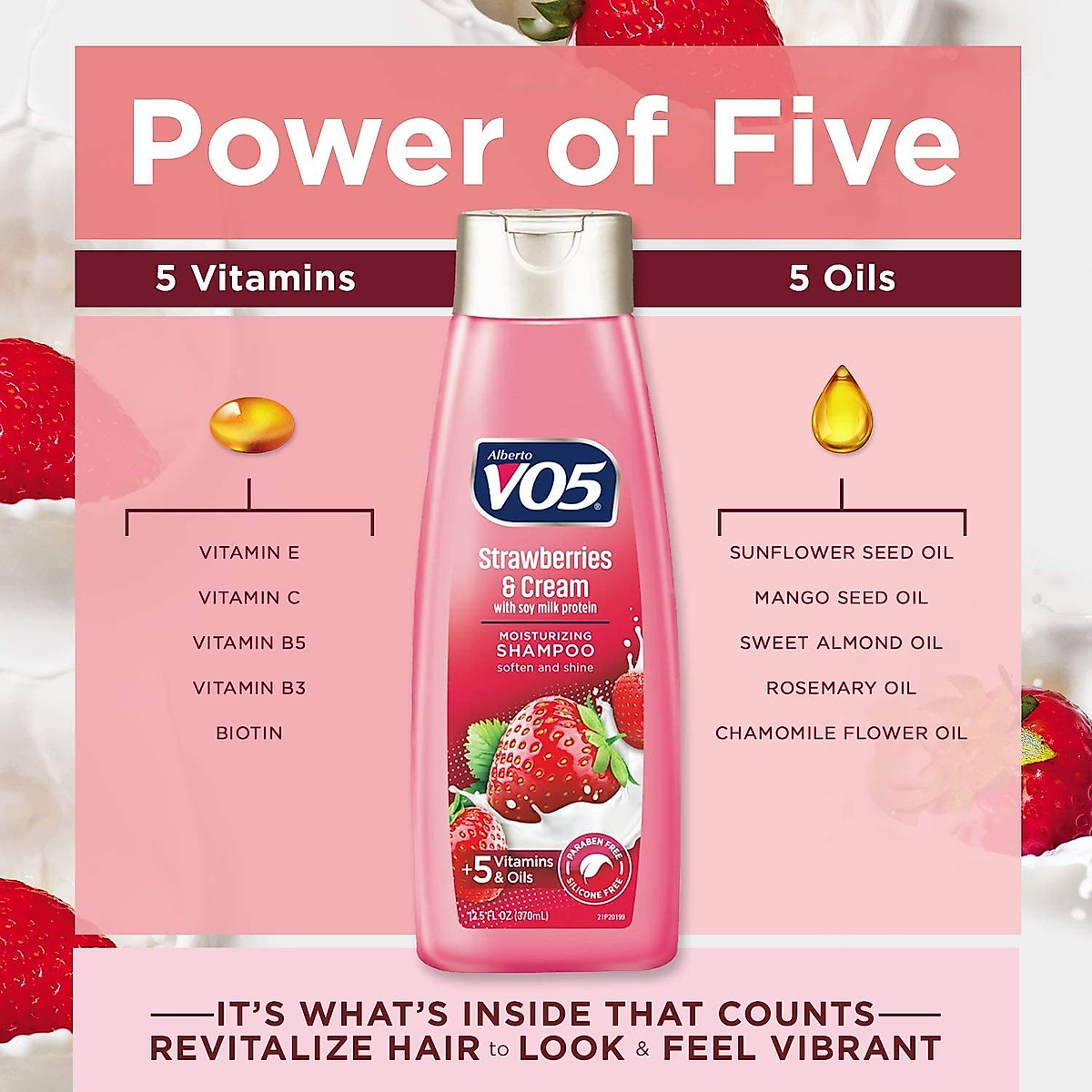 Moisture Milks Shampoo, 12.5 Oz, Strawberries by Vo5 (Pack of 2)