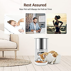 Automatic Cat Feeder, 4.5L Auto Pet Dry Food Dispenser, Stainless Steel Pet Food Dispenser for Cats and Dogs with Voice Recorder, Portion Control and Programmable Timer for 4 Meals Per Day