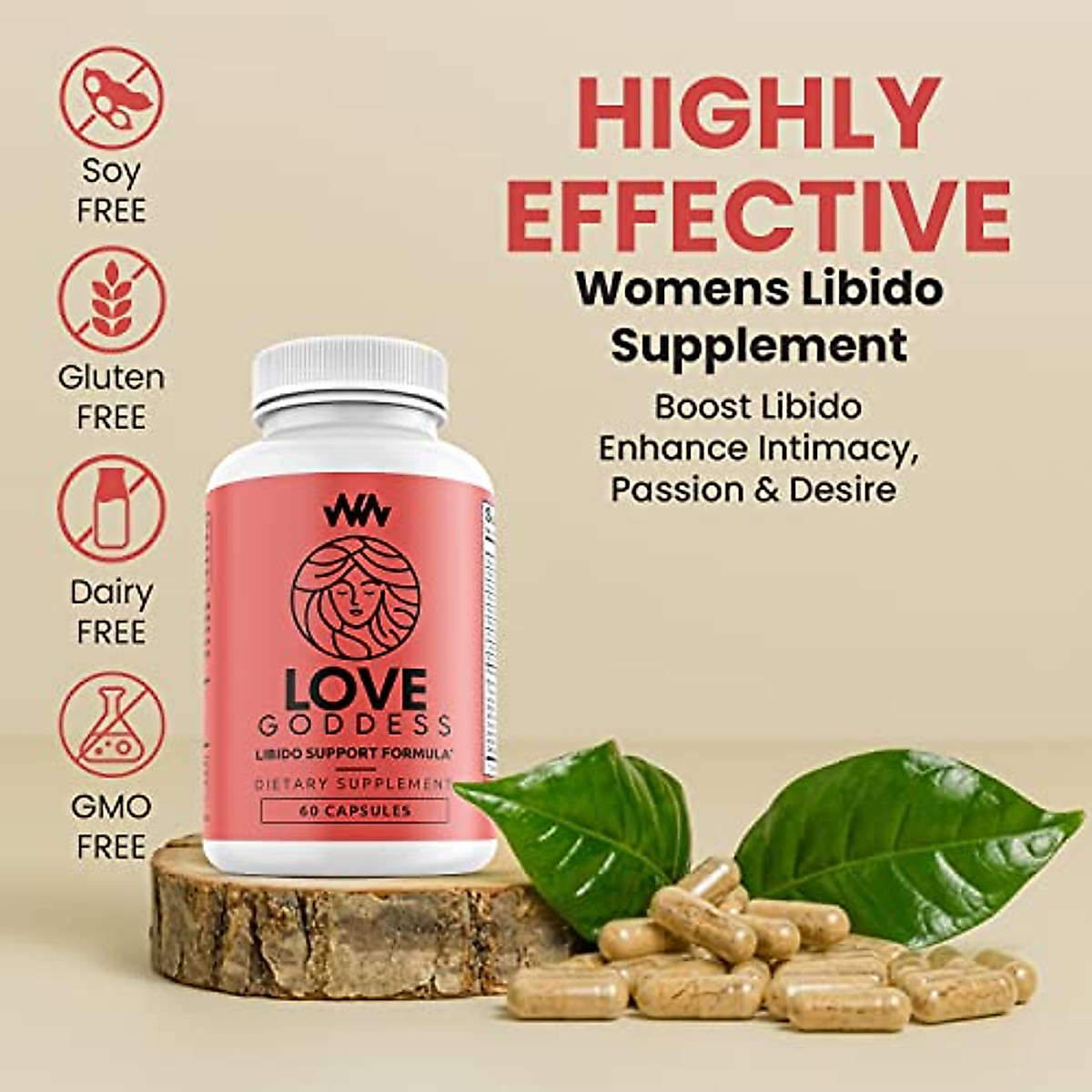 Womens Supplement That Boosts Libido | Enhance Intimacy, Passion and Desire | Miura Puama for Female Specific Arousal | Love Goddess | Vitamin | Warped Wellness