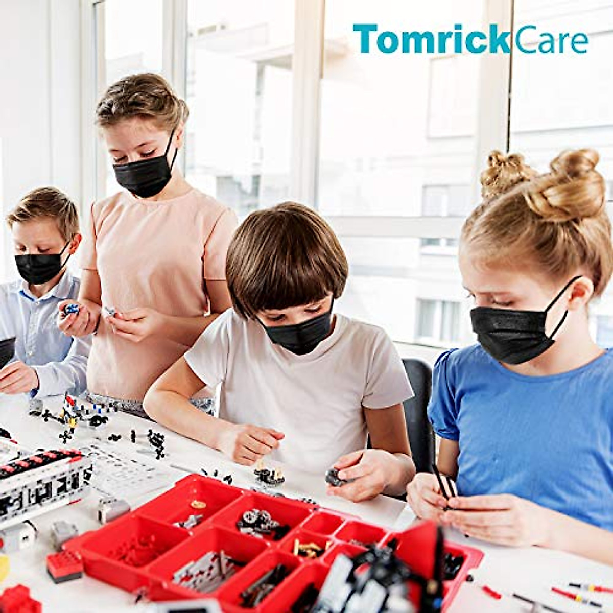 TomrickCare Black Kids Disposable Face Mask 50 PCS,Individually Wrapped