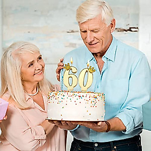 3.9inch Birthday Number Candle, Large 3D Number Birthday Candles for Cake with Glitter Crown Decor Cake Topper Candle for Wedding Ceremony Anniversary Festival Party (Gold, 9)