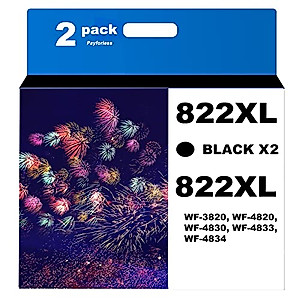 822XL Remanufactured for Epson 822XL Ink Cartridges for Epson 822XL Printer Ink Epson Workforce Pro WF-3820 WF-4820 WF-4830 WF-4833 WF-4834 Printer (2-Black)