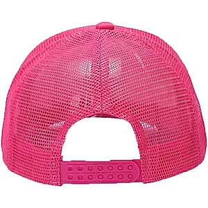 Lin Su Fashion Smile Face Sequins Baseball Cap Printing Neon High Crown Foam Mesh Back Trucker Hat-for Men and Women (Multicoloured-7)