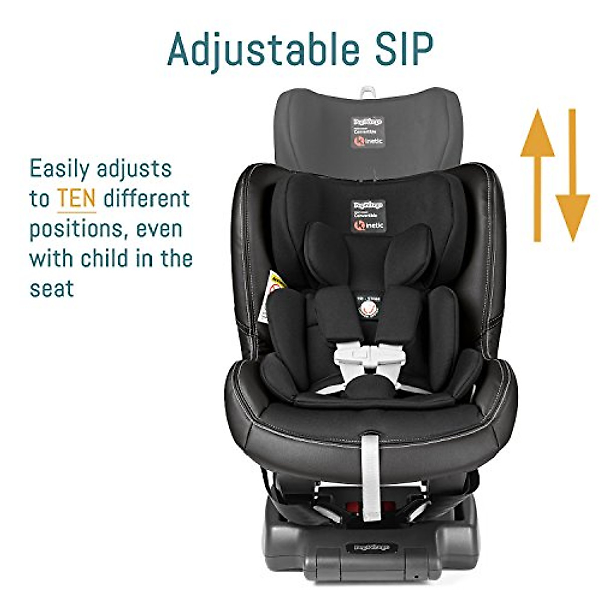 Peg Perego Primo Viaggio Convertible Kinetic - Reversible Car Seat - Rear Facing for Children 5 to 45 lbs and Forward Facing for Children 22 to 65 lbs - Made in Italy - Licorice (Black)