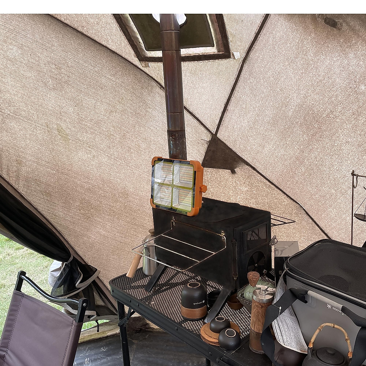 LYNSLIM Camping Stove for Tent, Portable Wood Burning Stove, Wood Stove with 7 Pipes, Hot Tent Stove for Outdoor Cooking Hiking