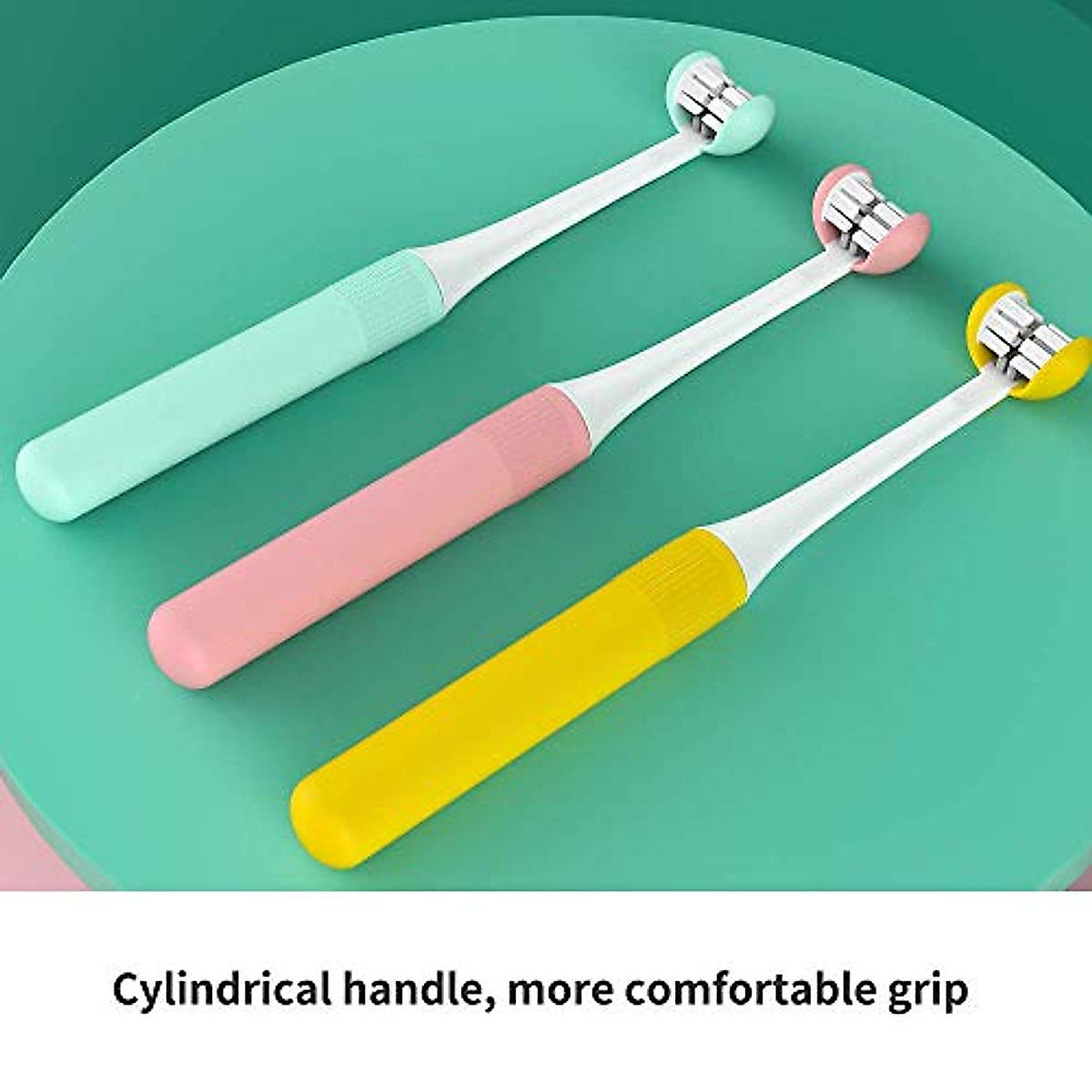 GOGOCAT 3D toothbrushes for Adults Yellow,3 Sided Wrapped Tooth Brush Oral Care.1 Count