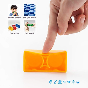 UNiPLAY Basic Soft Building Blocks — Cognitive Development Toy, Educational Blocks, Interactive Sensory Chew Toy for Ages 3 Months and Up (120-Piece Set)