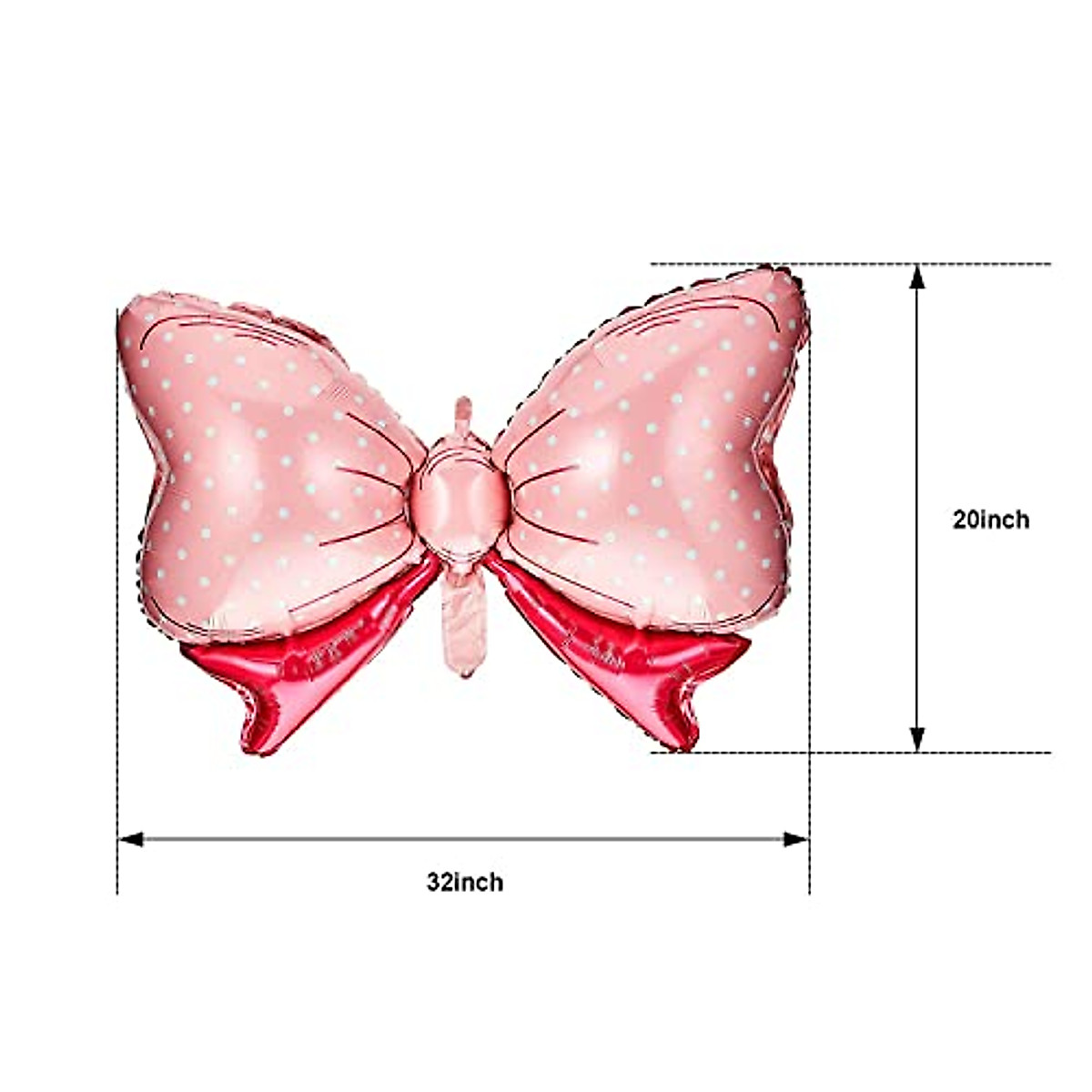 6 Pieces Bow Balloon Mouse Party Decoration Bowtie Pink Balloon Foil Pink Balloon Jumbo Bow Balloon for Wedding Bridal Shower Gender Reveal Balloon Party Gift Decoration(Large)