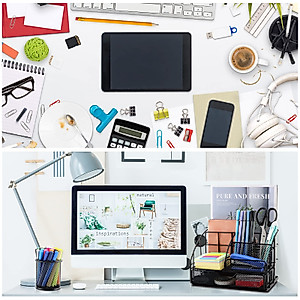 vedett Office Desk Organizer with 6 Compartments + Pen Holder / 72 Accessories, Desk Accessories Organizers for Office, Home, School (Black)