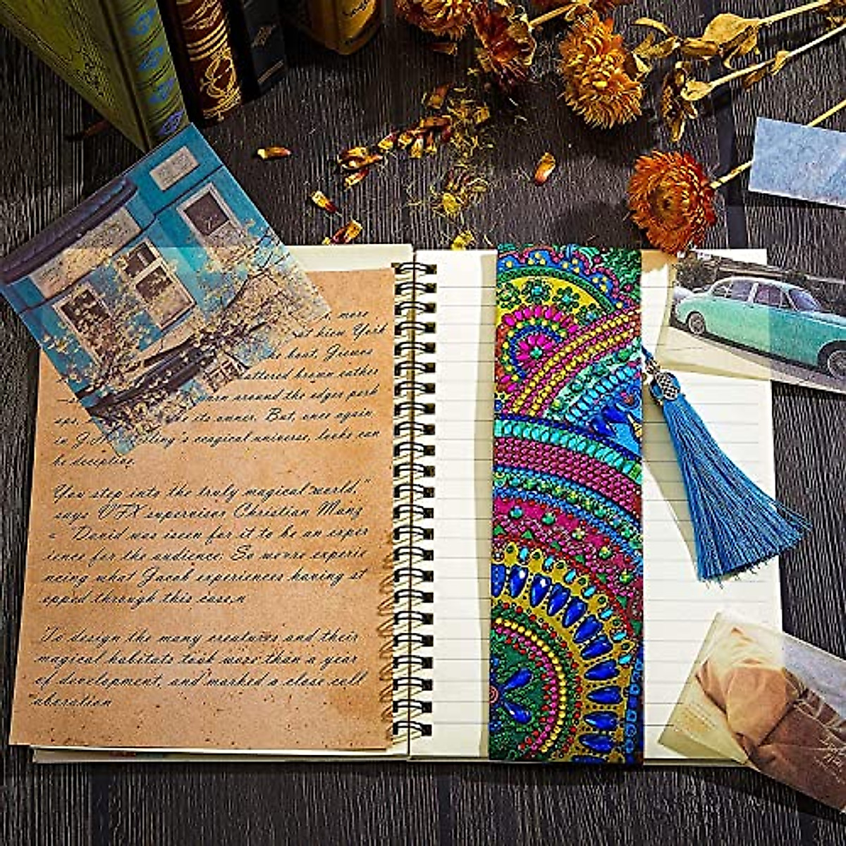 Diamond Painting Bookmarks: 5D Special Shaped Diamond Art Bookmarks,Beaded Bookmarks for Book Readers (Floral)