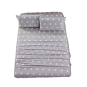 Chezmoi Collection 4-Piece Kids/Teens Sports Sheet Set - Soft Microfiber Gray White Baseball, Full Size