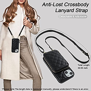 Bocasal Crossbody Wallet Case for iPhone 13 Mini, RFID Blocking PU Leather Zipper Handbag Purse Flip Cover, Kickstand Folio Case with Card Slots Holder Wrist Strap Lanyard 5G 5.4 Inch (Black)