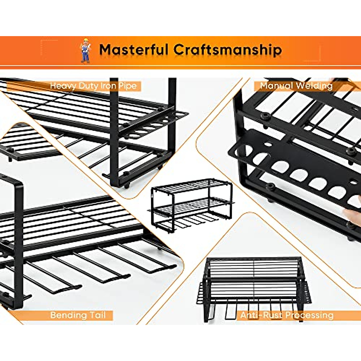 Power Tool Organizer, Garage Storage Wall Mount with 2 Pc Shelves/Heavy Duty Garage Organizers/Utility Rack for Screwdriver Pegboard Shed Workshop Cordless Drill Holder/Dad & Husband Garage Gifts