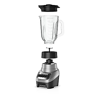 BLACK+DECKER PowerCrush Multi-Function Blender with 6-Cup Glass Jar, 4 Speed Settings, Silver