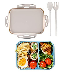 Dicunoy 4 Pack Bento Box, Lunch Box Container with 3 Compartments for Kids, Easy Snack Boxes with Utensils for Dinner, Salad, Toddler, Adults, School, Work