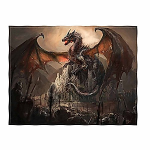 kksme 58 x 80 Inch War with The Dragon On Castle Soft Throw Blanket for Bed Couch Sofa Lightweight Travelling Camping Throw Size for Kids Boys Women All Season