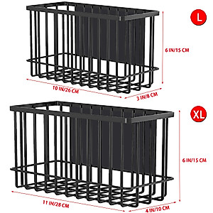 Buyyyit Magnetic Basket Organizer Shelf Rack for Refrigerator Peg Board Office File Foil Plastic Food Wrap Spice Pegboard Holder with Hooks (Black)