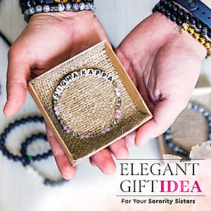 Sorority Shop Gamma Phi Beta Bracelet — Glass Bead Bracelet with GPB Name Beads and 18K Gold Accent Beads, Greek Sorority Jewelry for Big Little Sorority Gifts