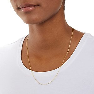 Amazon Essentials 18K Gold Over Sterling Silver Thin 0.8mm Box Chain 24", Yellow Gold (previously Amazon Collection)